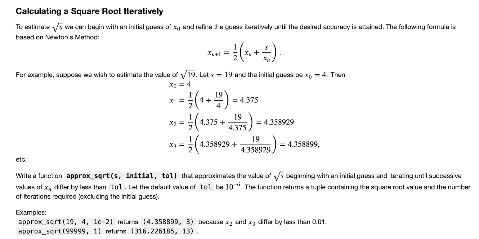 Solved Calculating A Square Root Iteratively To Estimate S 7336