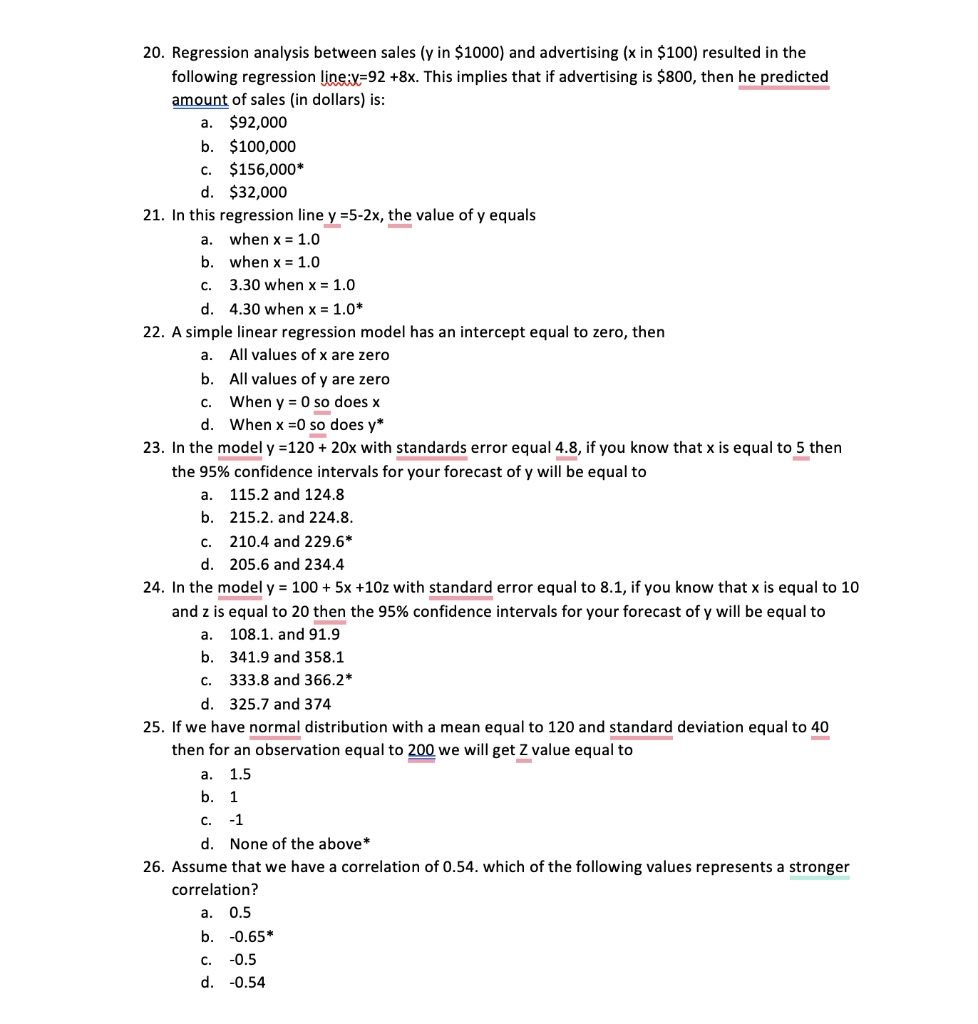 Solved 20. Regression analysis between sales (y in $1000) | Chegg.com