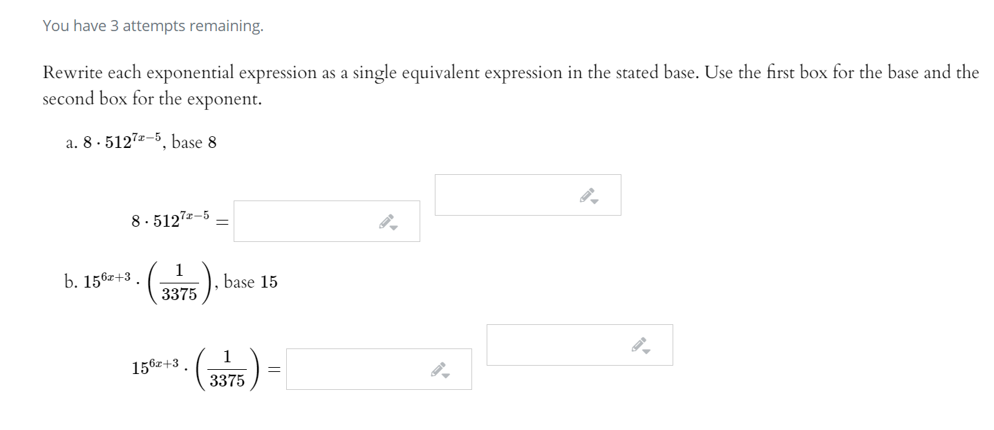 Solved You have 3 attempts remaining. Rewrite each | Chegg.com