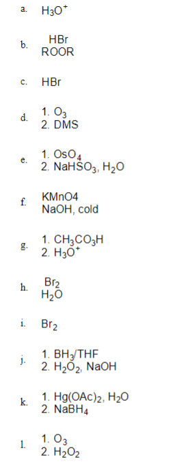 Solved Match the following reagents to create the products | Chegg.com