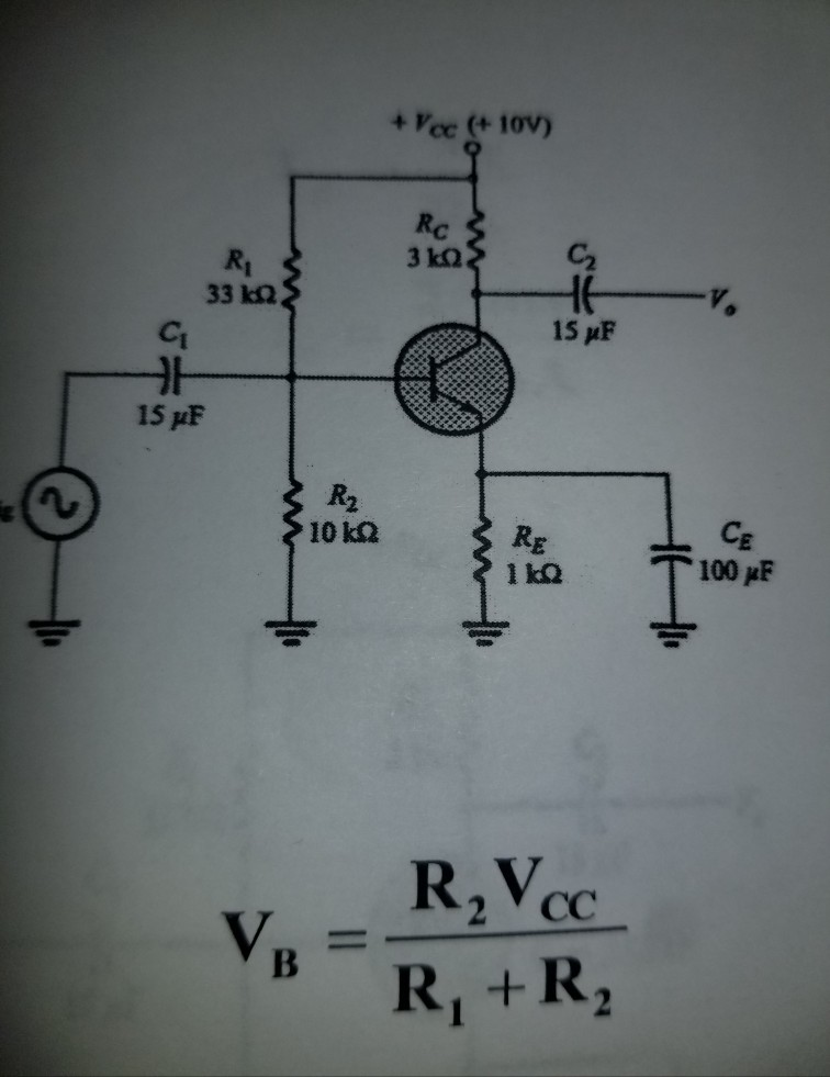 Solved Calculate the DC bias values for the circuit: Vb, Ve, | Chegg.com