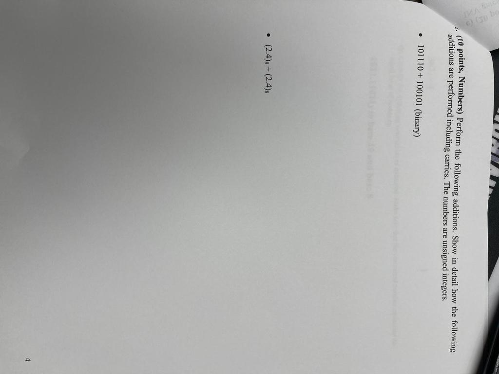 Solved (10 points, Numbers) Perform the following additions. | Chegg.com