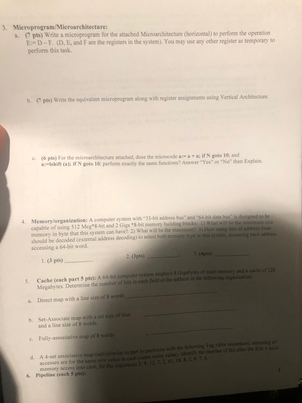 3. Microprogram/Microarchitecture: (7 pts) Write a | Chegg.com