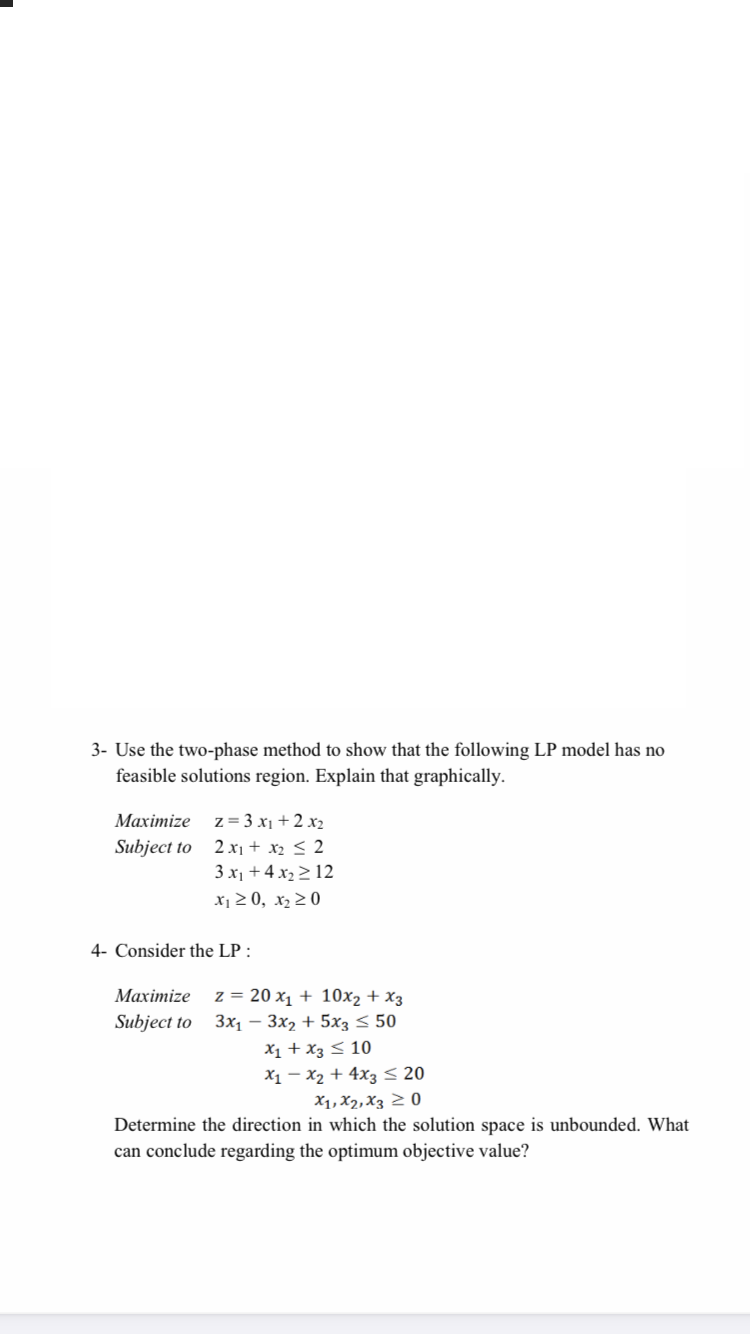 Solved 3- Use the two-phase method to show that the | Chegg.com