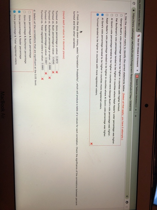 total votes cast going to each candidate, total votes | Chegg.com