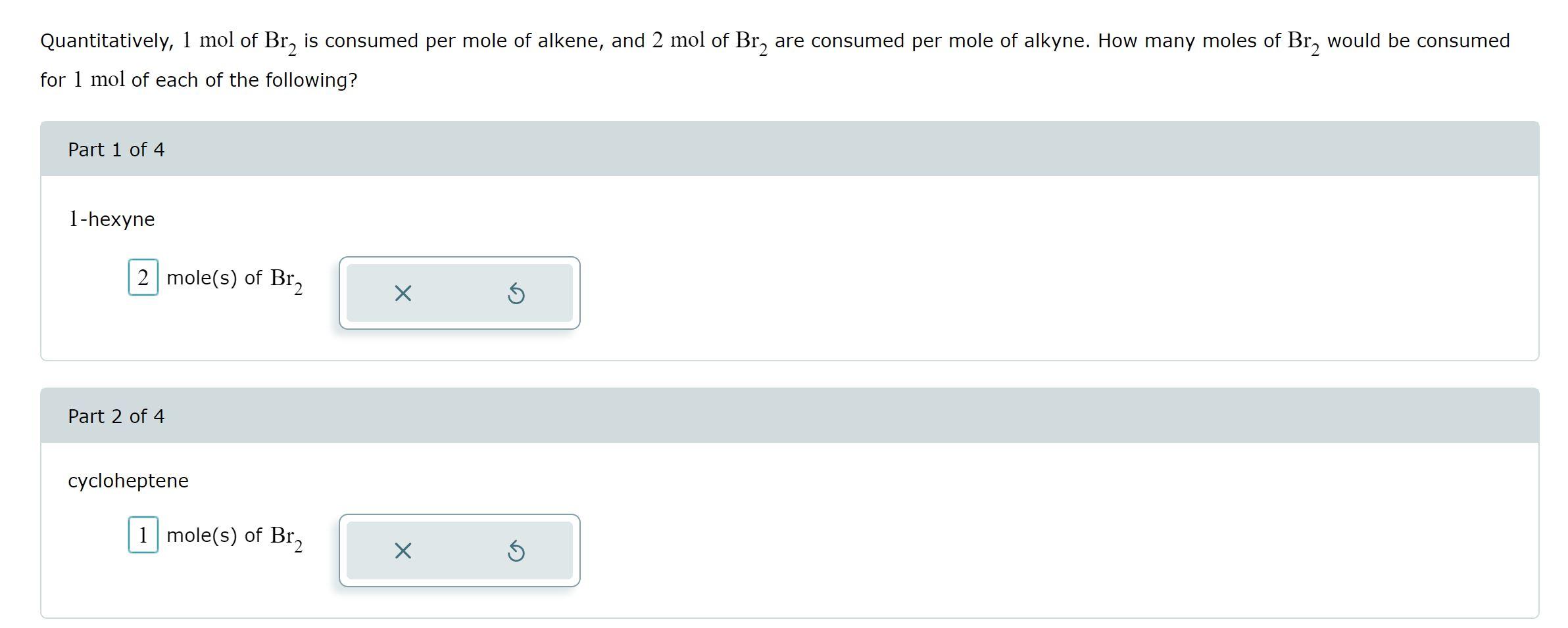 Solved Quantitatively, 1 mol of Br2 is consumed per mole of | Chegg.com