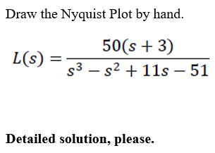 Solved Draw the Nyquist Plot by hand. L(S) 50(s + 3) 33 – 32 | Chegg.com