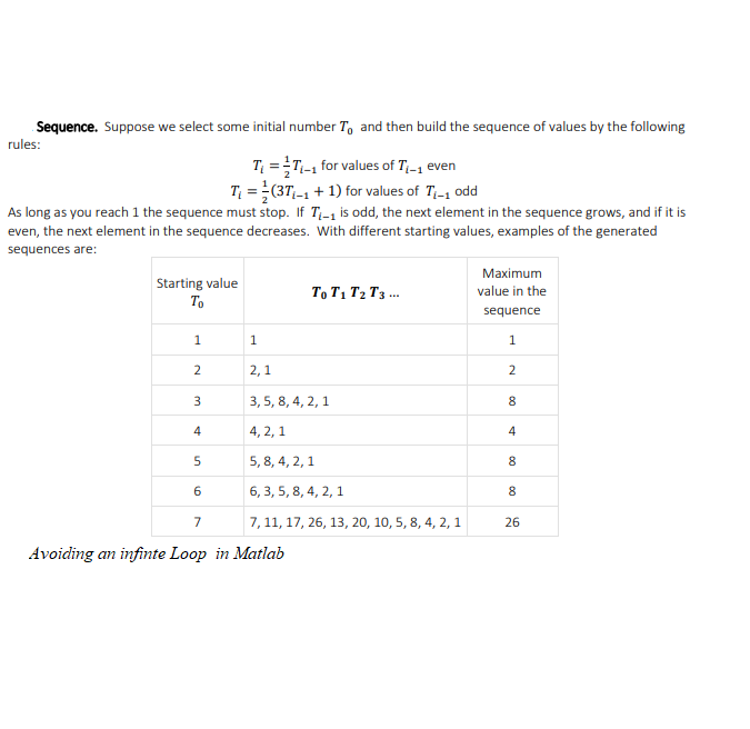 Solved Sequence. Suppose we select some initial number To | Chegg.com