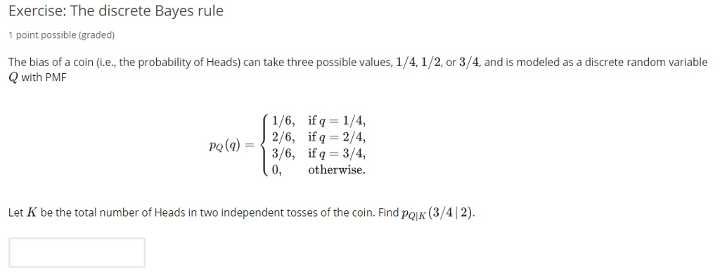 Solved Exercise: The discrete Bayes rule 1point possible | Chegg.com