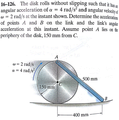 Solved 16-126. The disk rolls without slipping such that it | Chegg.com