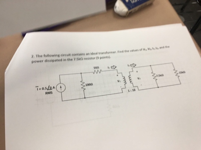 Solved The following circuit contains an ideal transformer. | Chegg.com