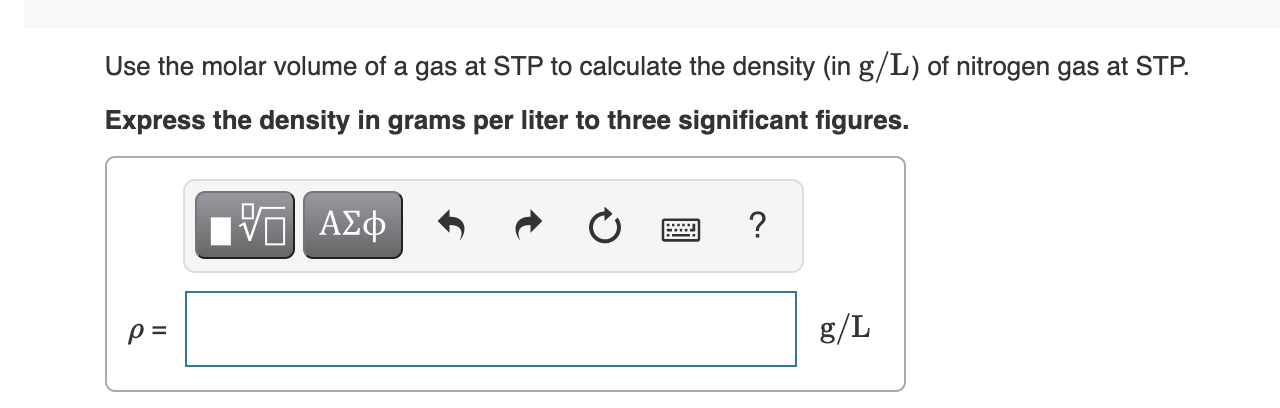 Solved Use the molar volume of a gas at STP to calculate the | Chegg.com