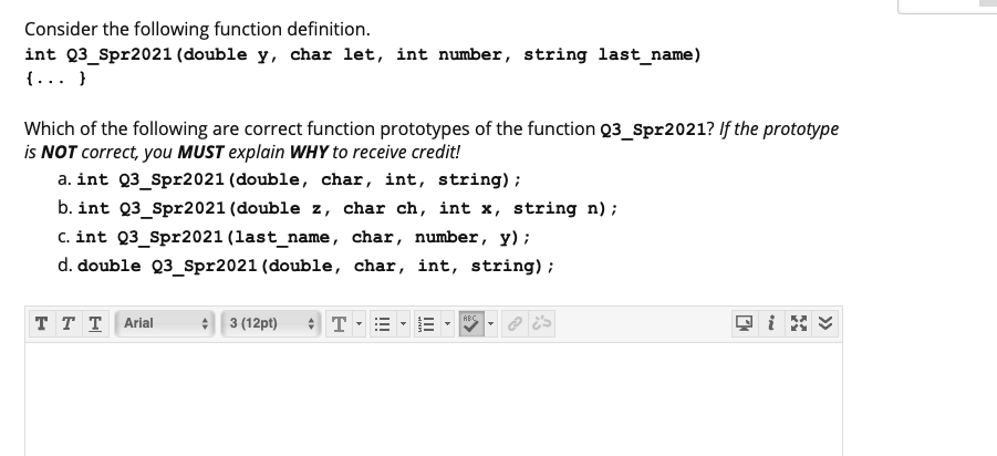 Solved Consider the following function definition. int | Chegg.com