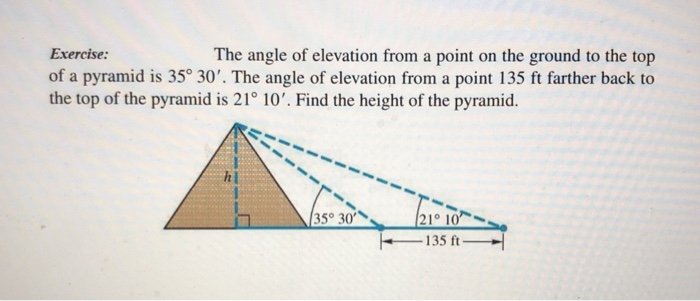 Solved Exercise: of a pyramid is 35° 30'. The angle of | Chegg.com