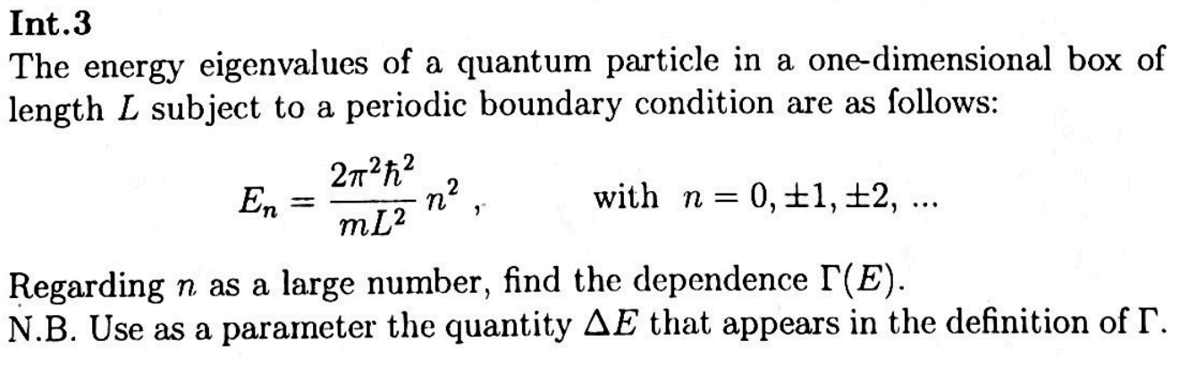 Solved The energy eigenvalues of a quantum particle in a | Chegg.com