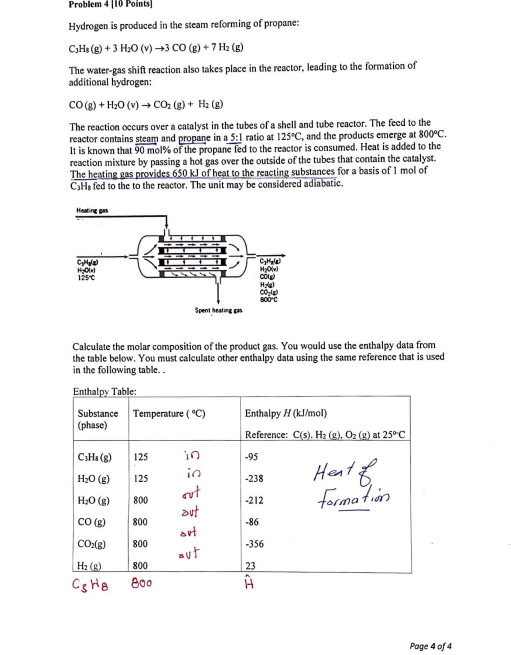 Solved Problem 4 [10 ﻿Points]Hydrogen is ﻿produced in ﻿the | Chegg.com