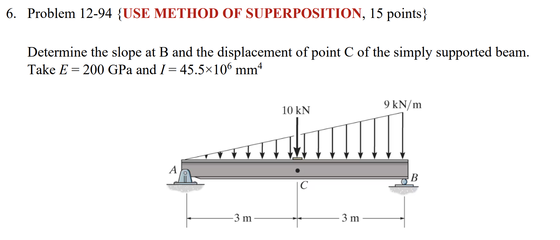 Solved {USE ﻿METHOD OF ﻿SUPERPOSITION, 15 ﻿points}Determine | Chegg.com