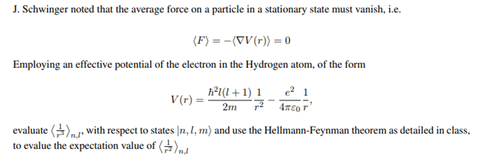 Solved J. Schwinger noted that the average force on a | Chegg.com