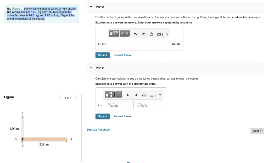 Solved The (Figure 1) shows two thin beams joined at right | Chegg.com