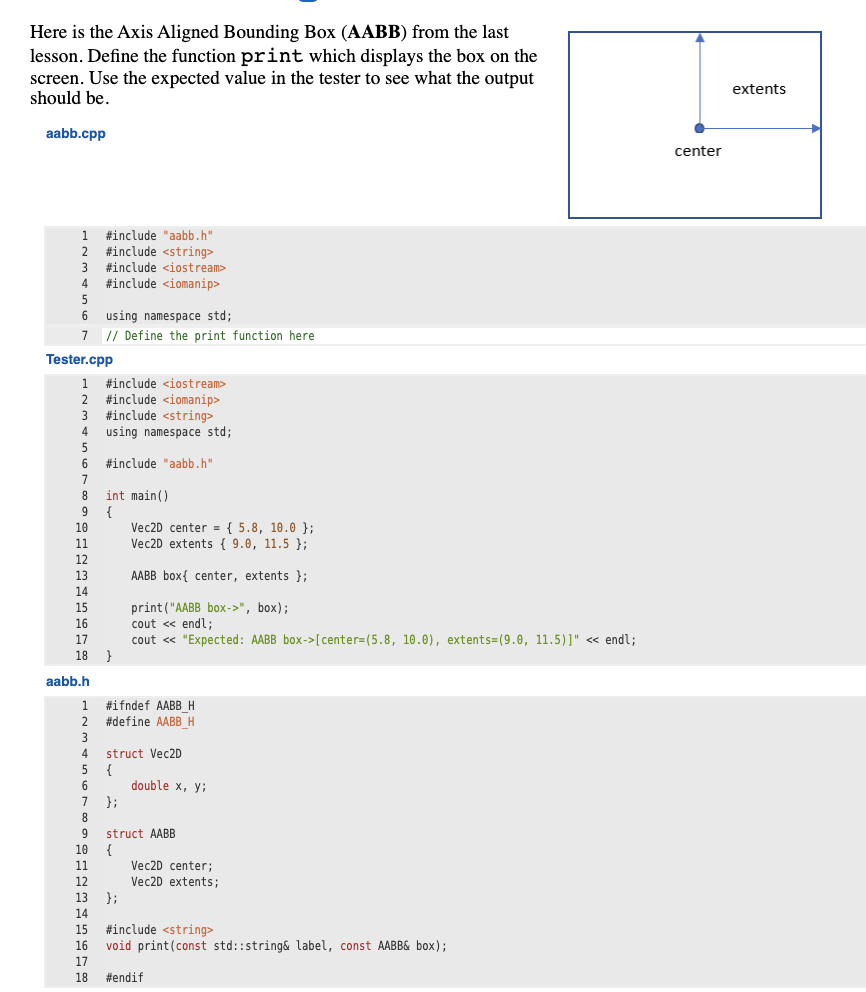 Here is the Axis Aligned Bounding Box (AABB) from the | Chegg.com