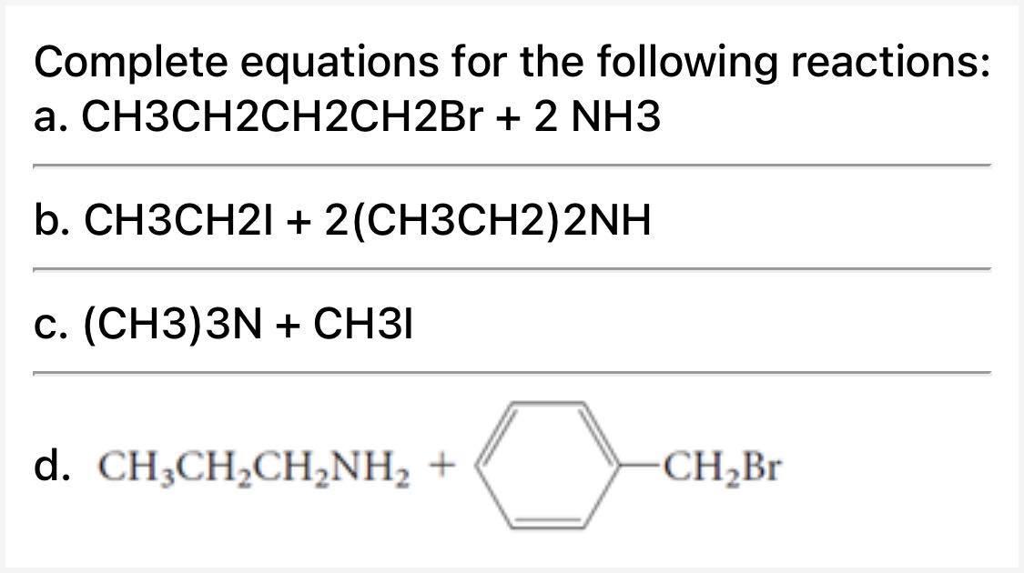 Solved Complete equations for the following reactions: a. | Chegg.com