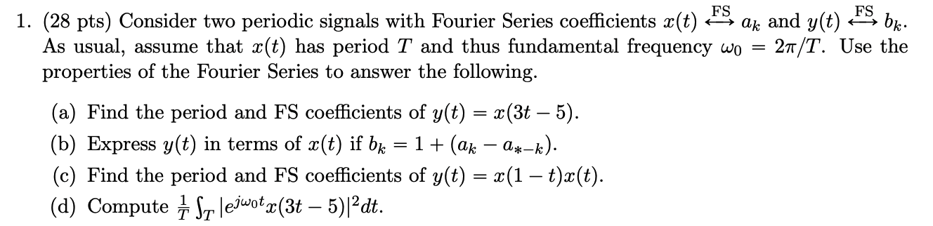 Solved 1. (28 pts) Consider two periodic signals with | Chegg.com