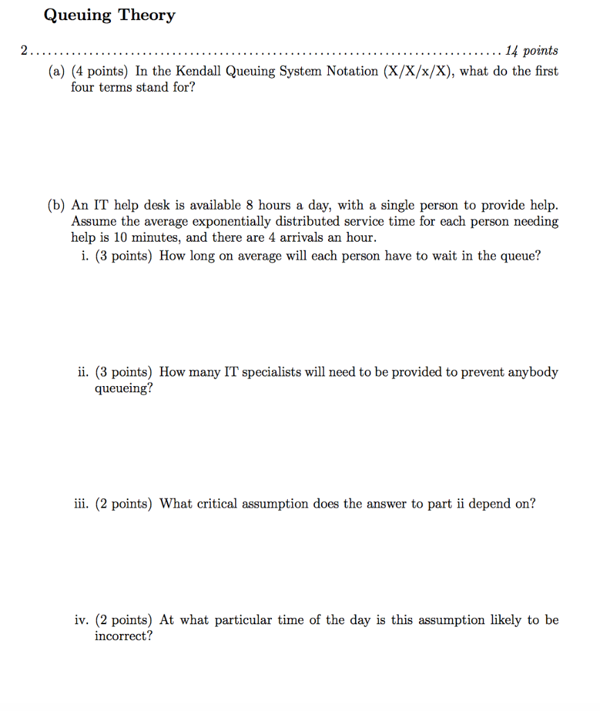Solved Queuing Theory ....... 14 points (a) (4 points) In | Chegg.com
