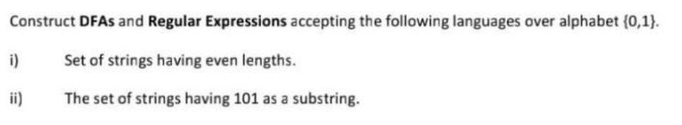 Solved Construct DFAs and Regular Expressions accepting the | Chegg.com