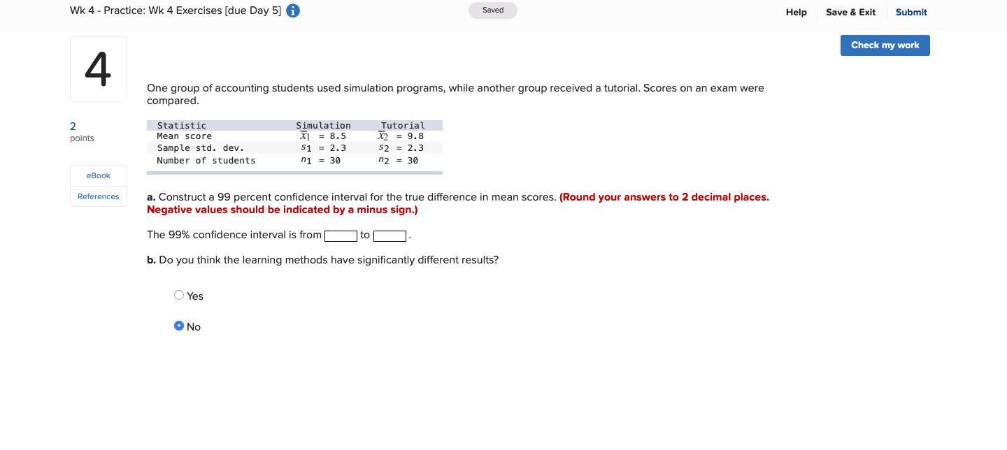 Solved Wk 4 - Practice: Wk 4 Exercises (due Day 5) Saved | Chegg.com