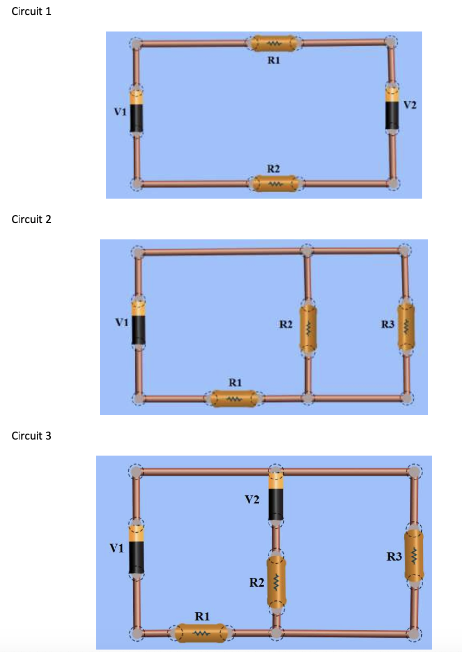 Solved Circuit 1 R1 R2 Circuit 2 R1 Circuit 3 R3 R2 R1 | Chegg.com