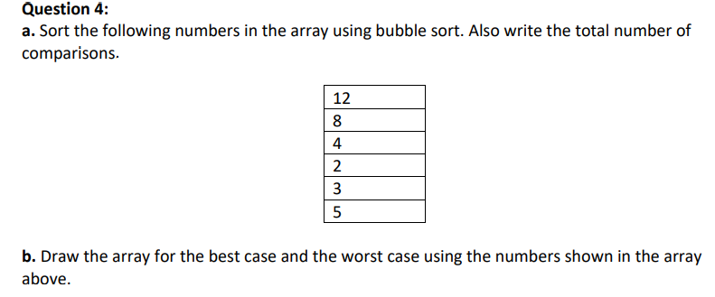 Solved Question 4: a. Sort the following numbers in the | Chegg.com