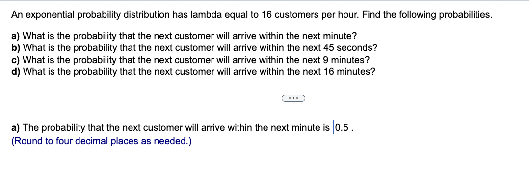 Solved An exponential probability distribution has lambda | Chegg.com