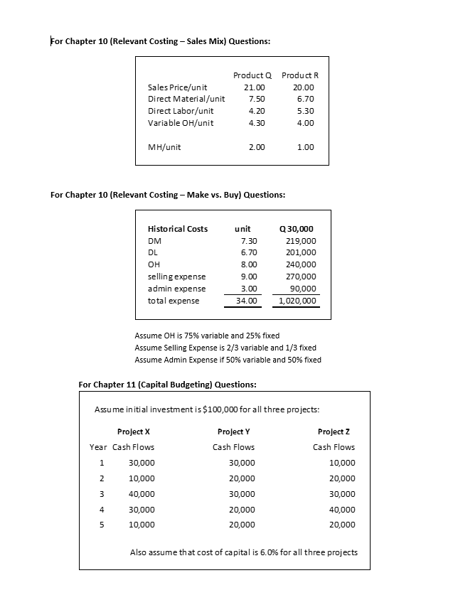 Solved Question 1,Given the information under Chapter 10 | Chegg.com