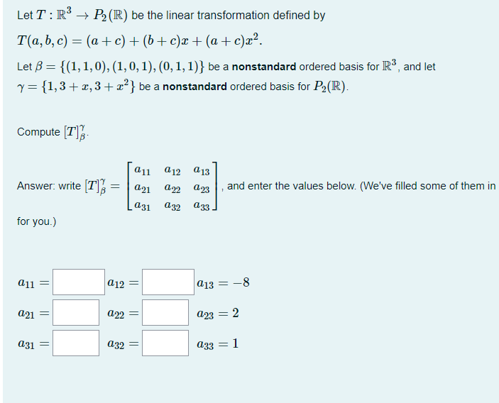 Solved Let T:R3 P2 (R) be the linear transformation defined | Chegg.com