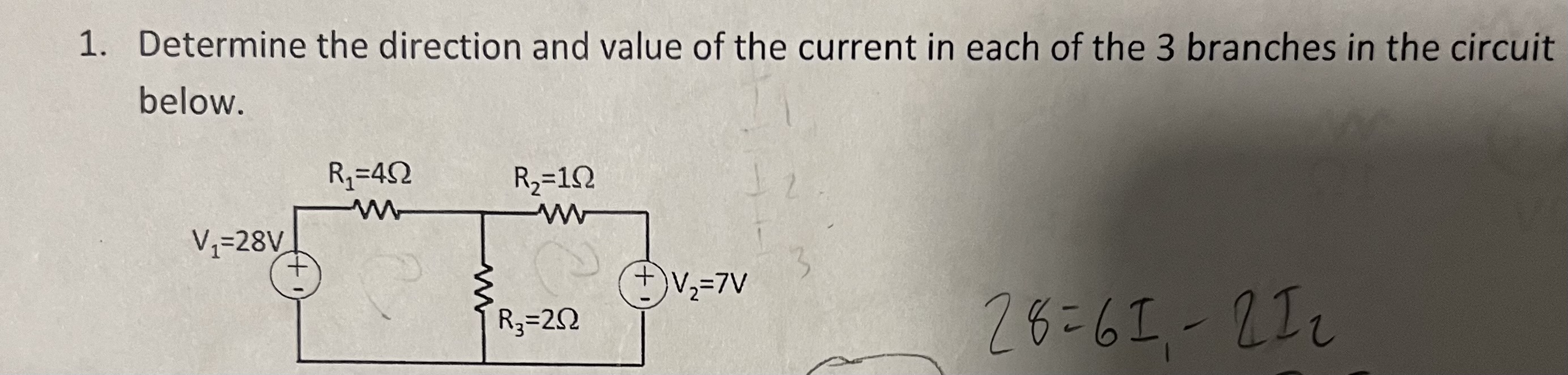 Solved 1. Determine the direction and value of the current | Chegg.com