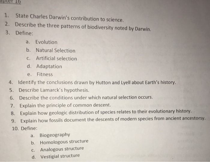 Solved State Charles Darwin's contribution to science. | Chegg.com