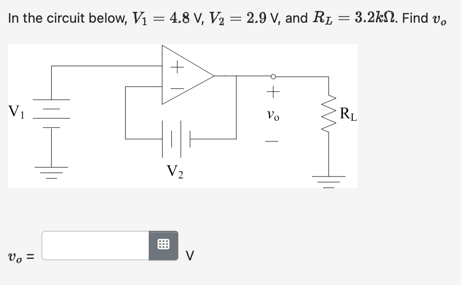 Solved In the circuit below, V1=4.8 V,V2=2.9 V, and | Chegg.com