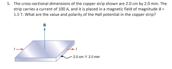 Solved The cross-sectional dimensions of the copper strip | Chegg.com