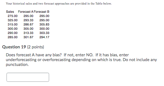 Solved Your historical sales and two forecast approaches are | Chegg.com