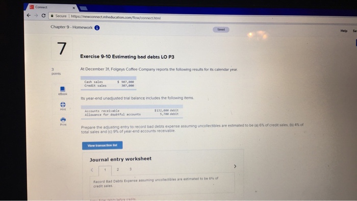 Solved com/flow/connect.hml Chapter 9-Homework Help Sa 7 | Chegg.com