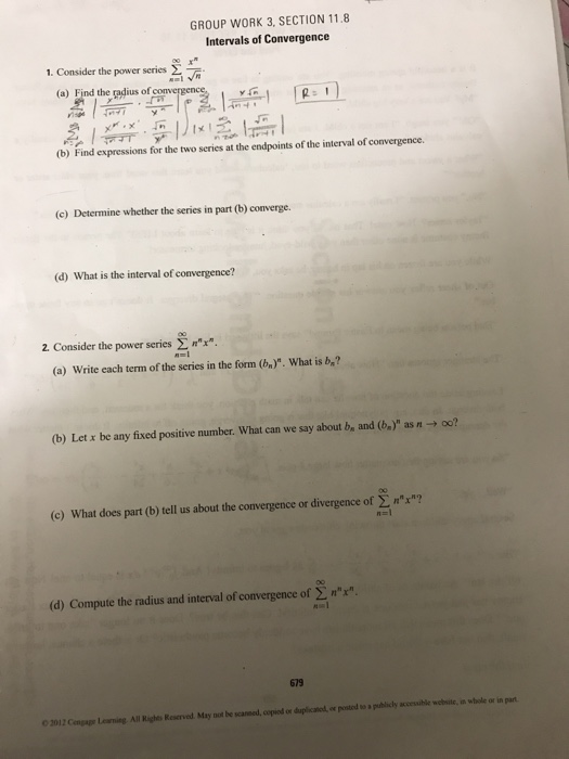Solved GROUP WORK 3, SECTION 11.8 Intervals of Convergence | Chegg.com