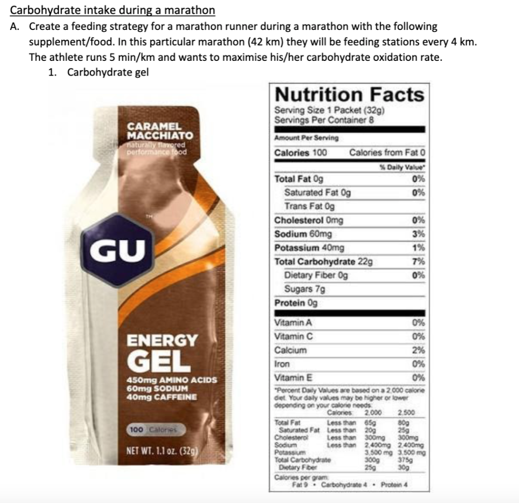 Solved Carbohydrate intake during a marathon A. Create a | Chegg.com