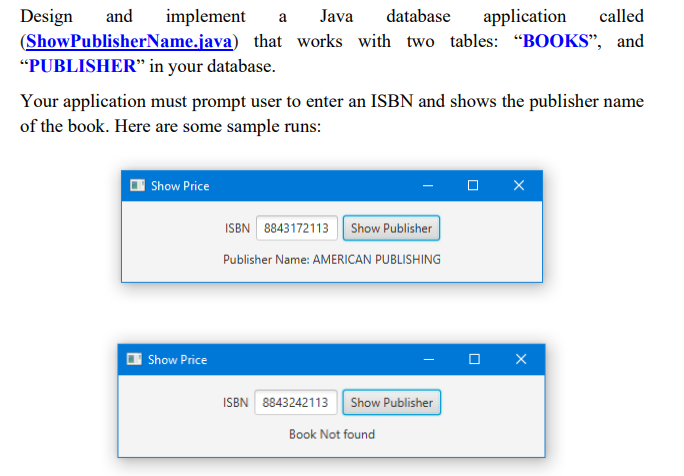 Solved Design and implement a Java database application | Chegg.com