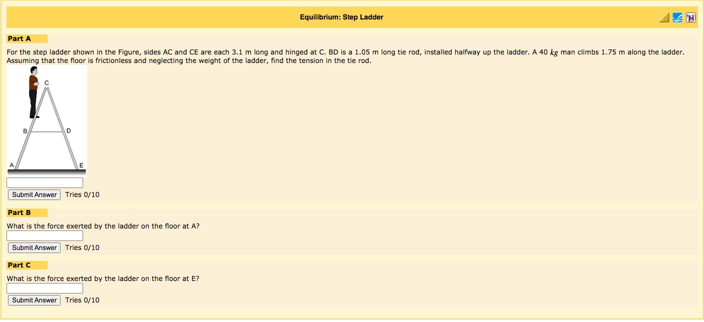 Solved Equilibrium: Step Ladder Part A For the step ladder | Chegg.com