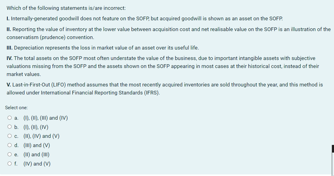 Solved Which of the following statements is/are incorrect: | Chegg.com