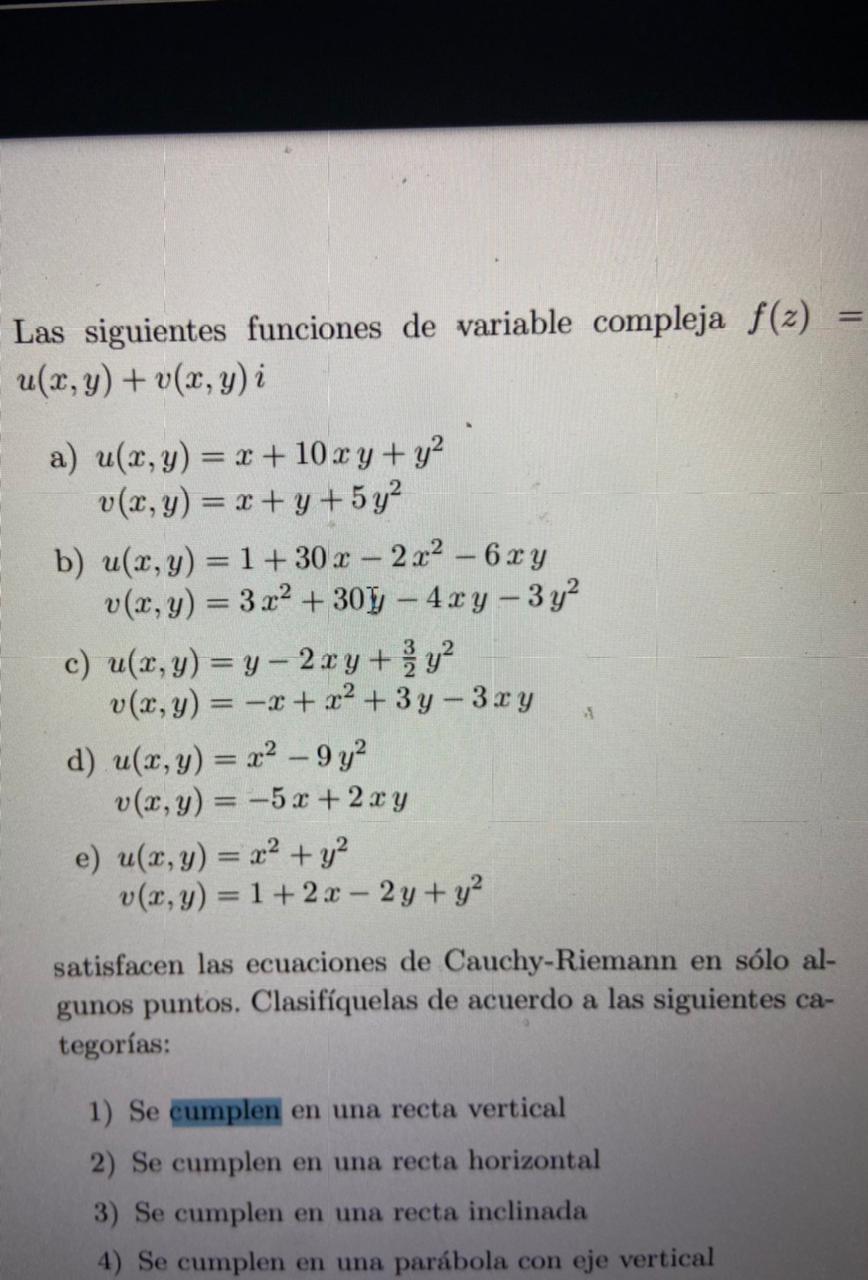 Solved The following complex variable functions f(z)= | Chegg.com