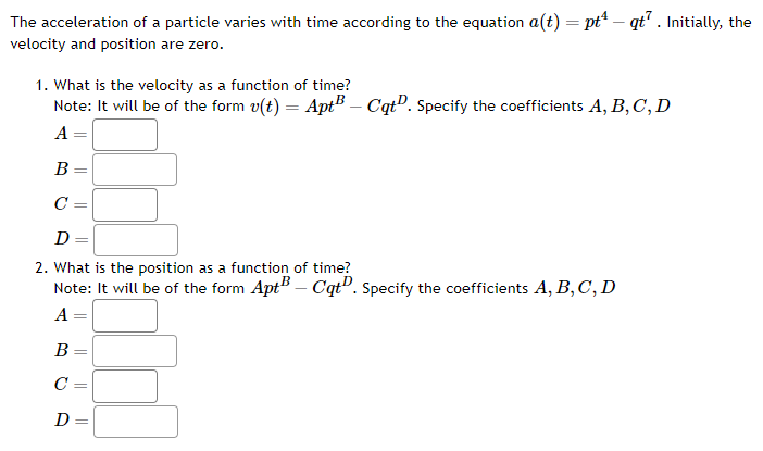 Solved The acceleration of a particle varies with time | Chegg.com