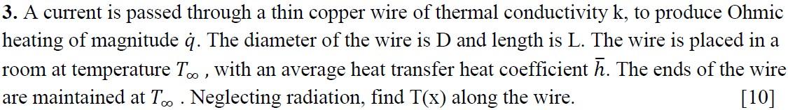Solved 3. A current is passed through a thin copper wire of | Chegg.com