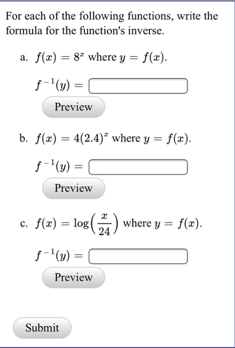 Solved For each of the following functions, write the | Chegg.com