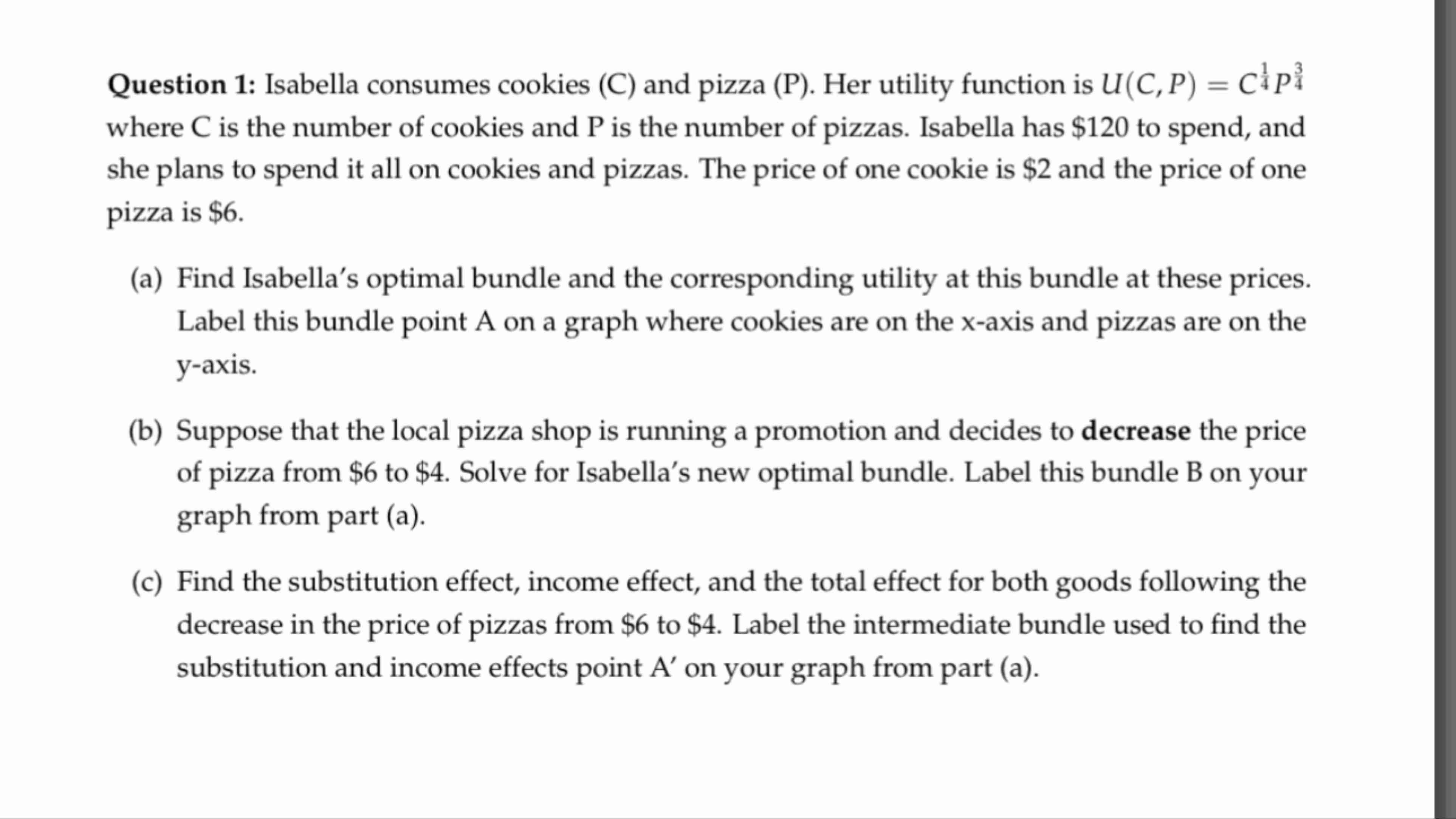 Solved Question 1: Isabella consumes cookies | Chegg.com